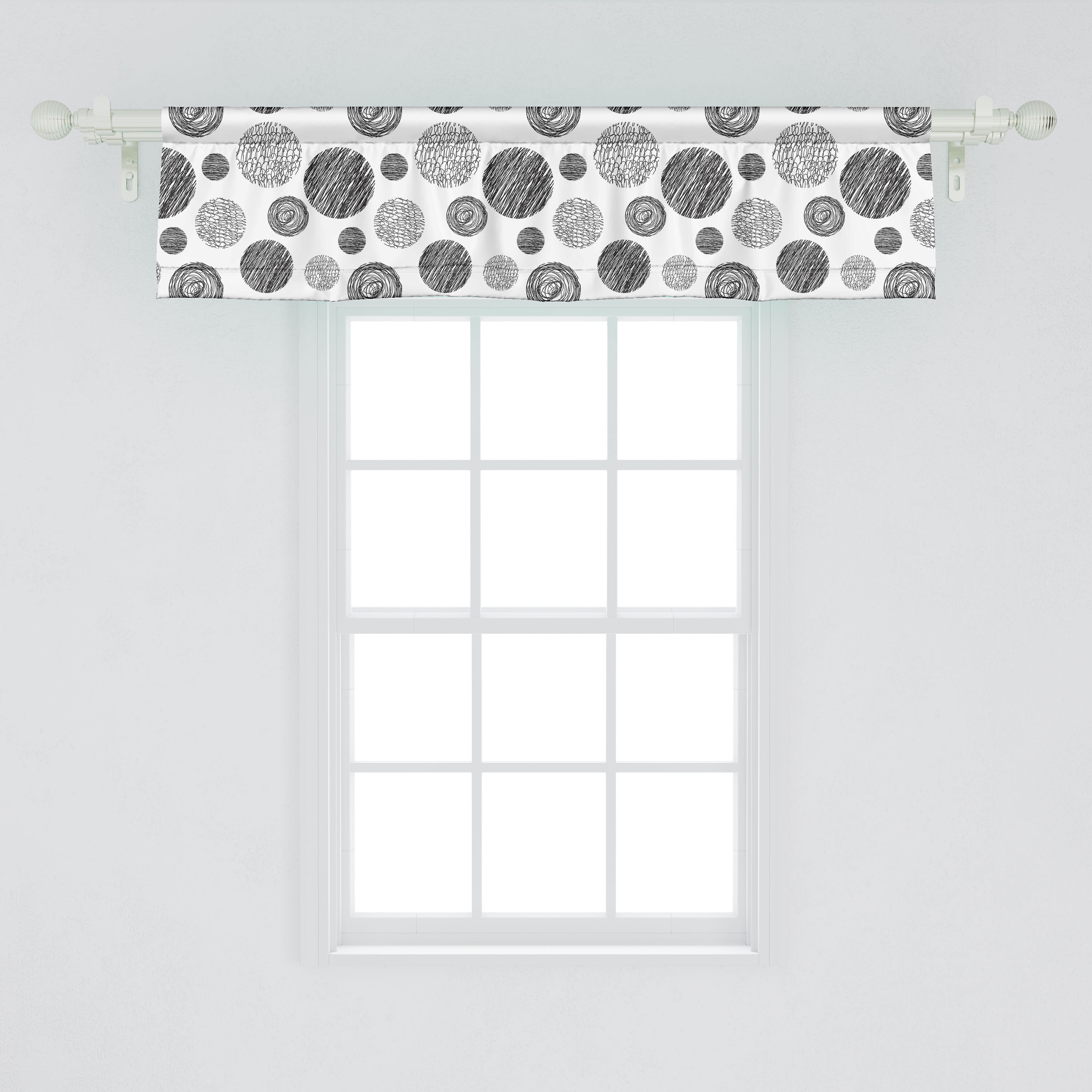 Ambesonne Abstract Valance Pack of 2 Circular Doodles Dots - Black ...