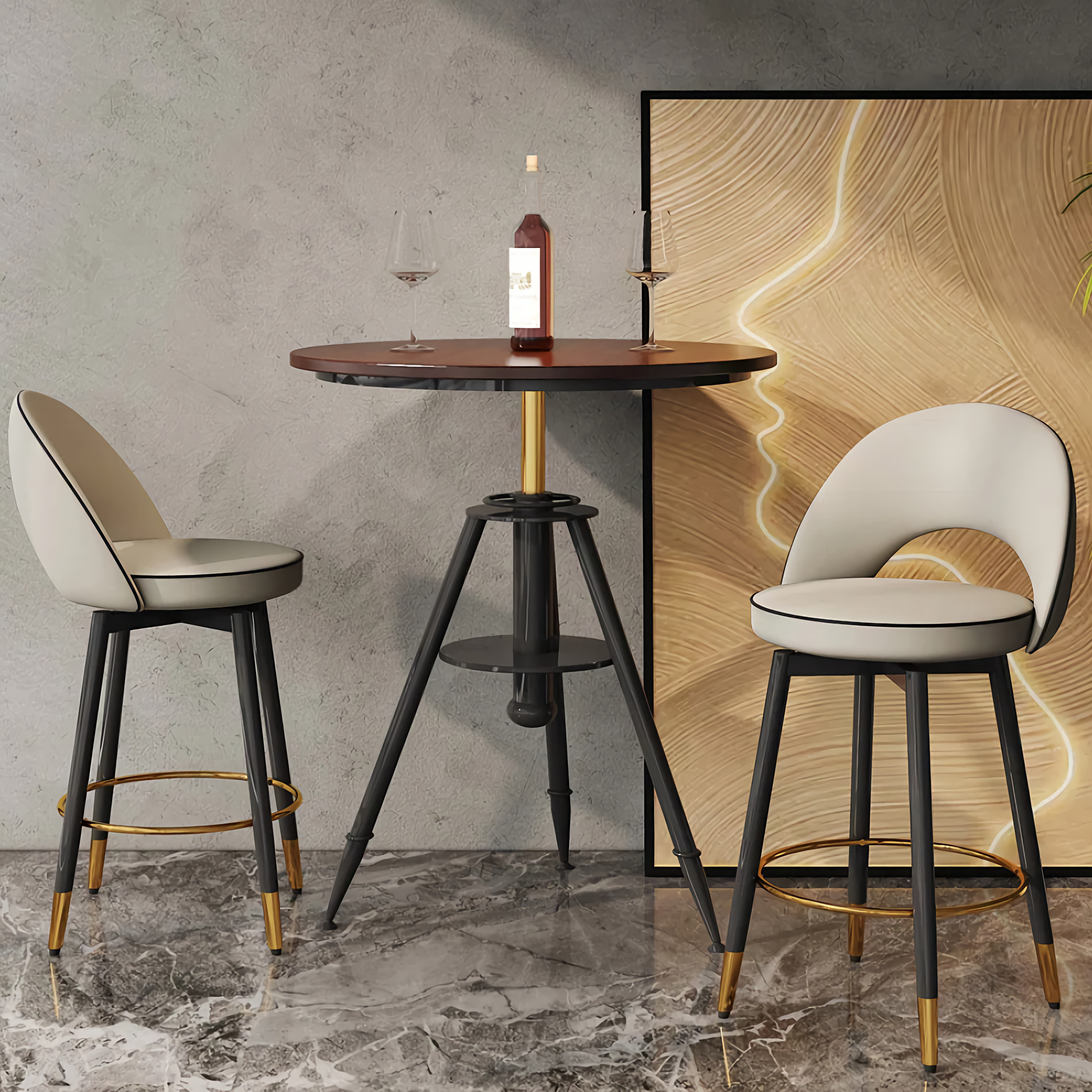 George Oliver Jobani Modern 25" Counter Stools, 360° Swivel Faux ...