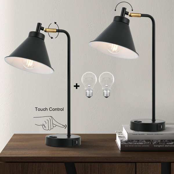 Latitude Run® Touch Dimmable USB & Type-C & AC Outlet Industrial Metal ...