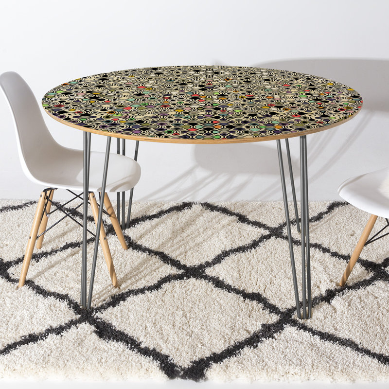 East Urban Home Sharon Turner Round Metal Base Dining Table | Wayfair