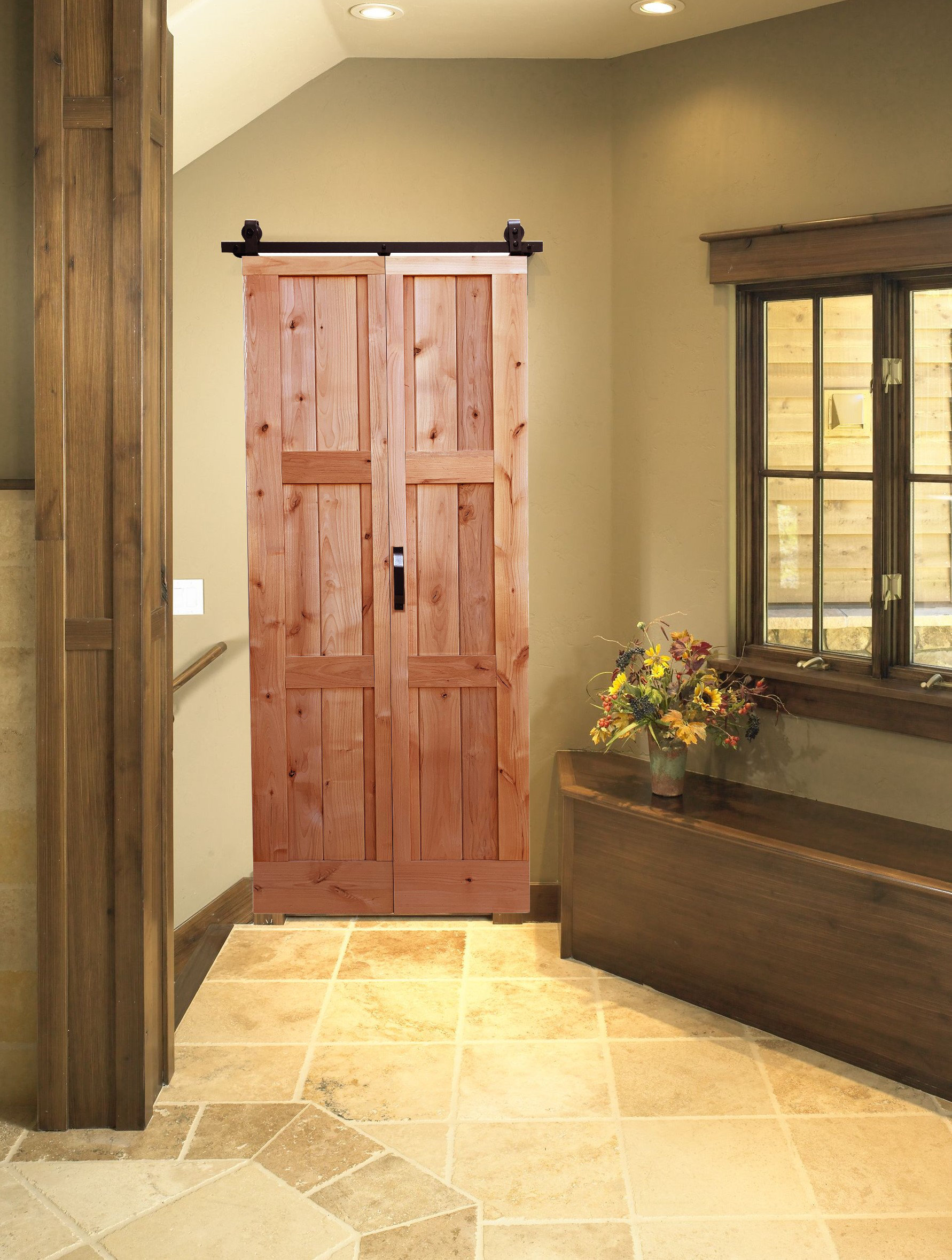 Lubann Solid Wood Barn Doors with Installation Hardware Kit Bifold ...