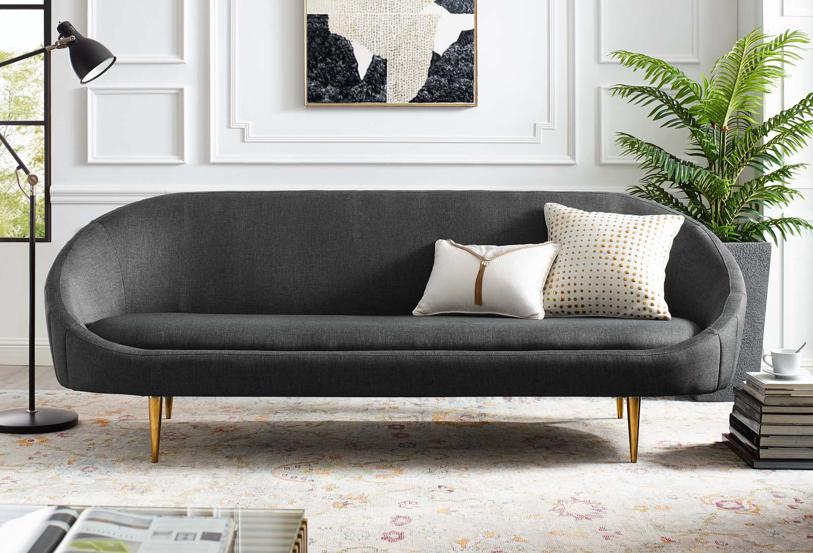 Modway Silver Orchid Perez Vertical-curve Back Sofa & Reviews | Wayfair