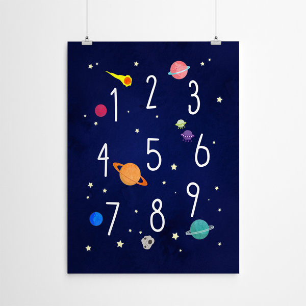 Zoomie Kids Space Numbers by Elena David - Poster Art Print | Wayfair.co.uk
