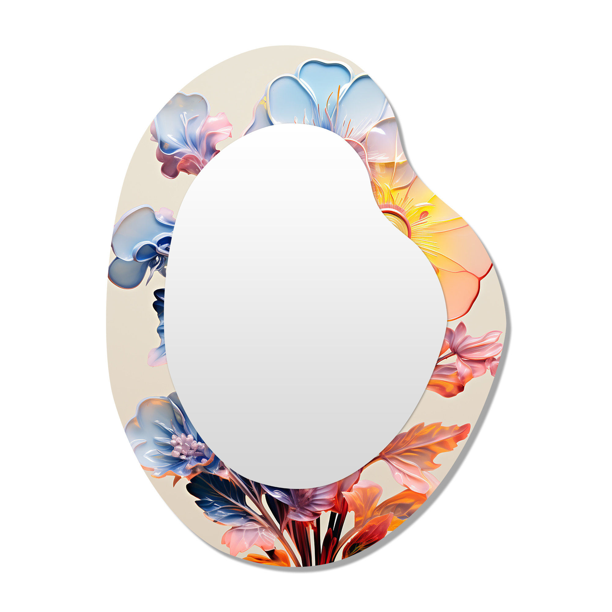 East Urban Home Yellow And Blue Glass Daisies - Daisy Asymmetrical ...