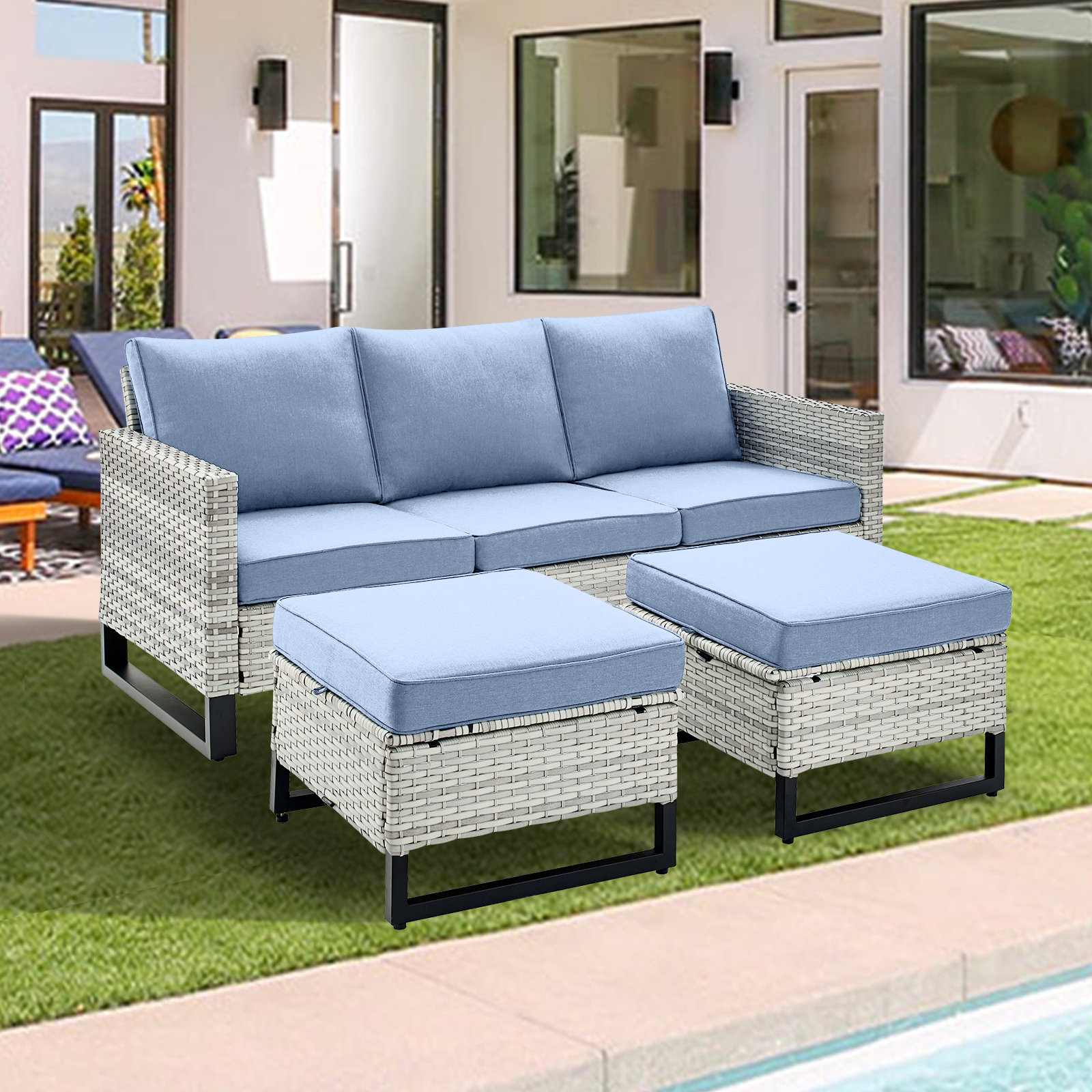 Latitude Run® Ingvald 74'' Wide Outdoor Reversible Patio Sofa with ...