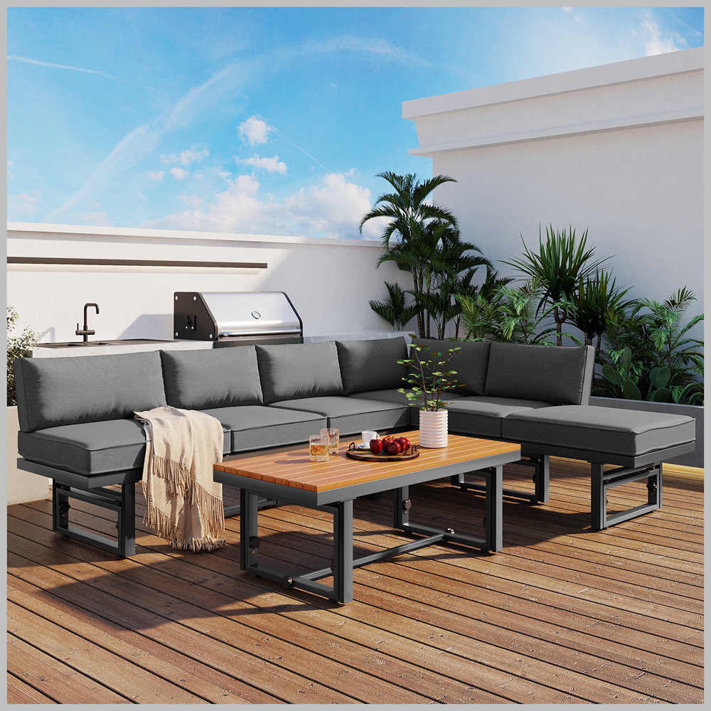 Latitude Run® Malikai 5 - Person Outdoor Seating Group with Cushions ...
