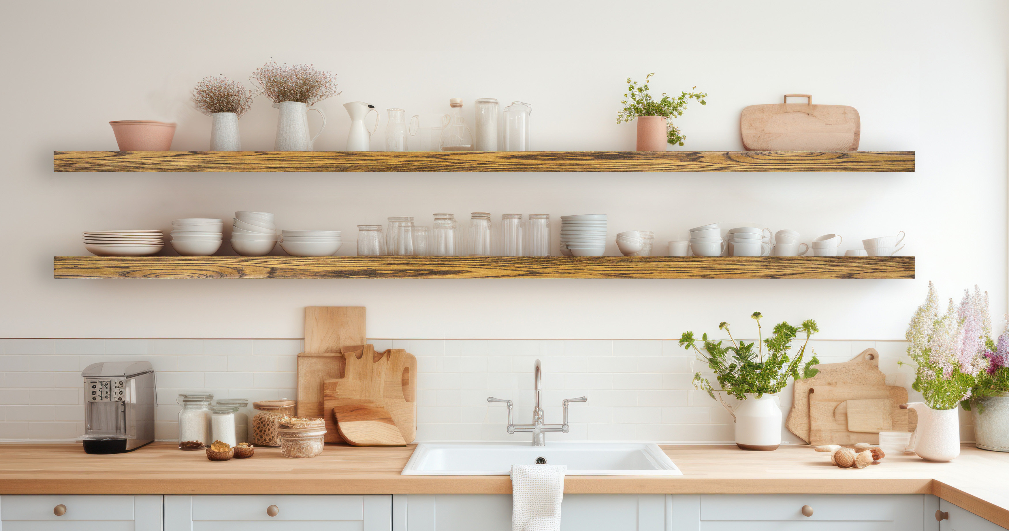 Rayne Mirrors Emerald Lee 2 Piece Oak Floating Shelf | Wayfair