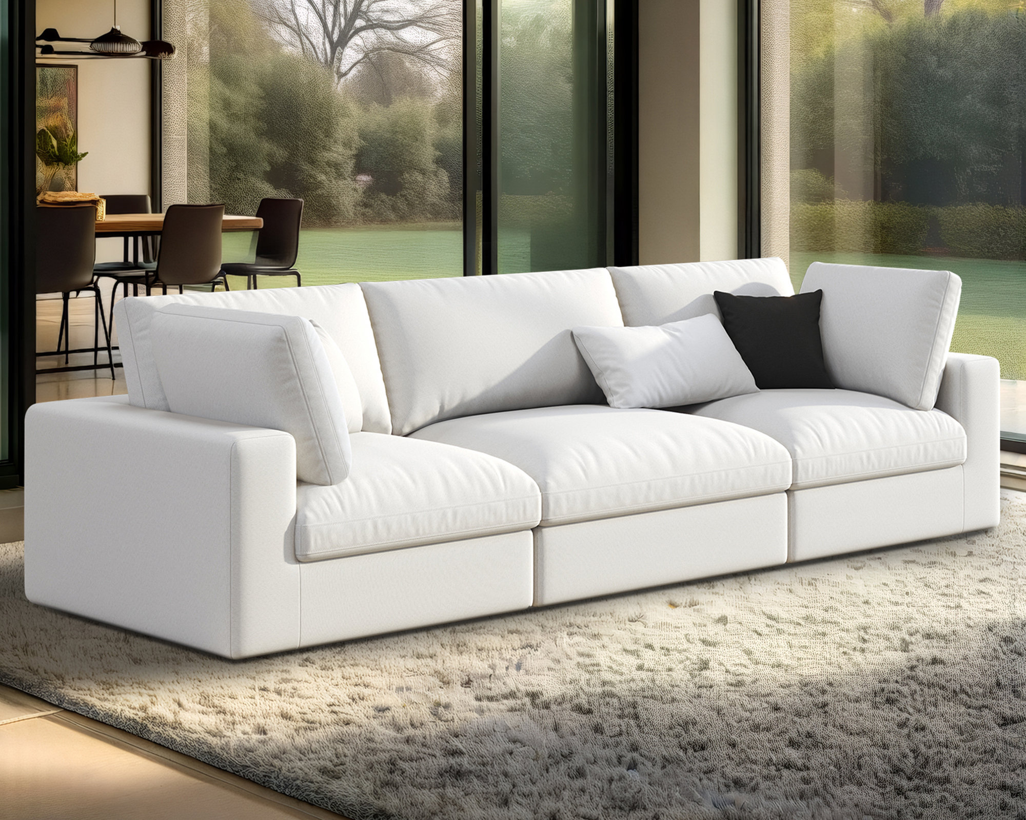 Latitude Run® 114" Modular Down-filled Sectional Sofa, 3-seater Sofa ...