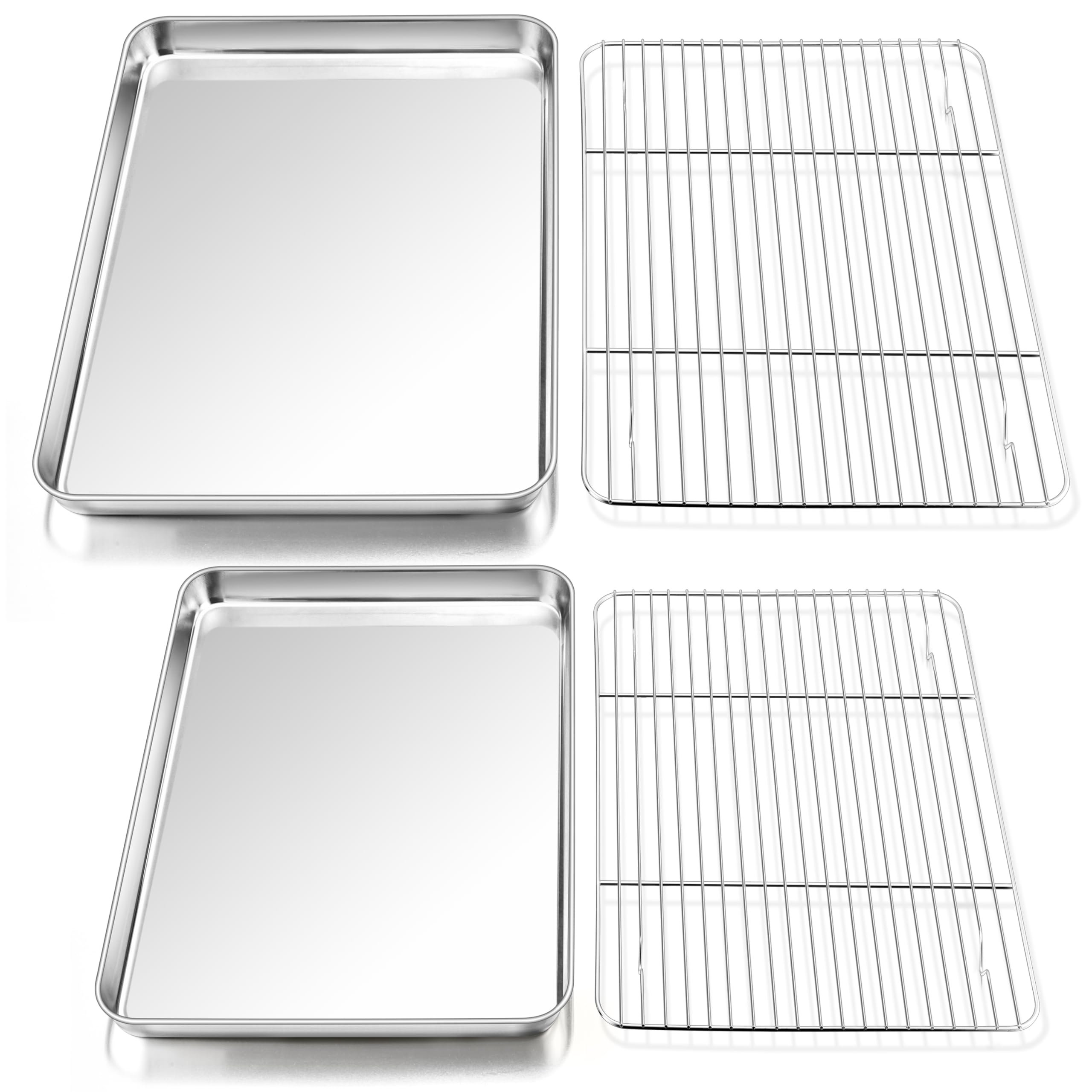 TUHOME FURNITURE LLC 2-Piece Stainless Steel Oven Tray With Rack Small ...