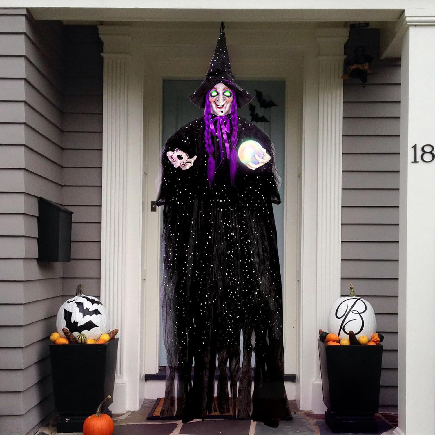 The Holiday Aisle® 71” Halloween Hanging Talking Animatronics Witch ...