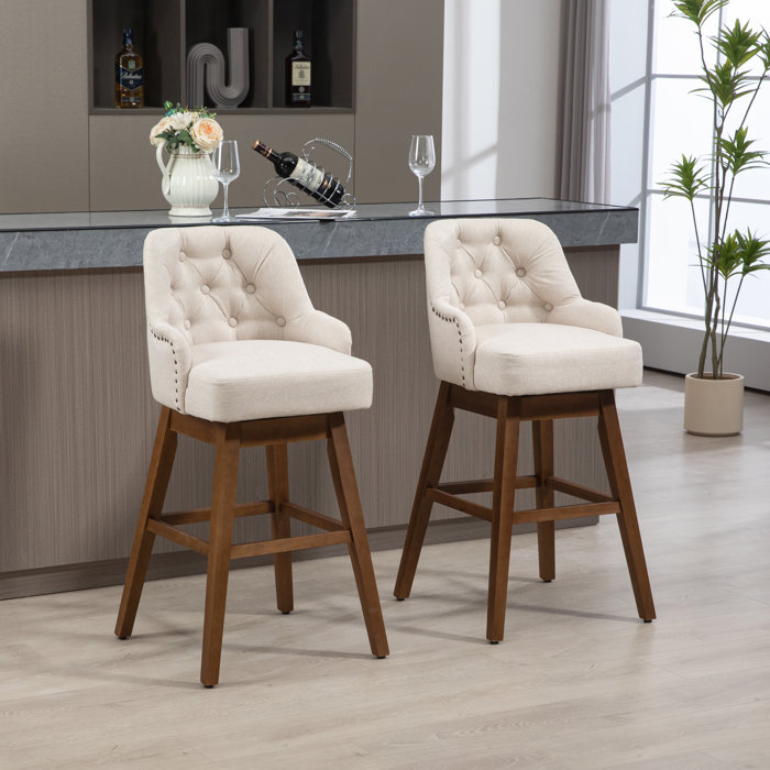 Red Barrel Studio® Lyllia Swivel Upholstered 28'' Counter Stool with ...