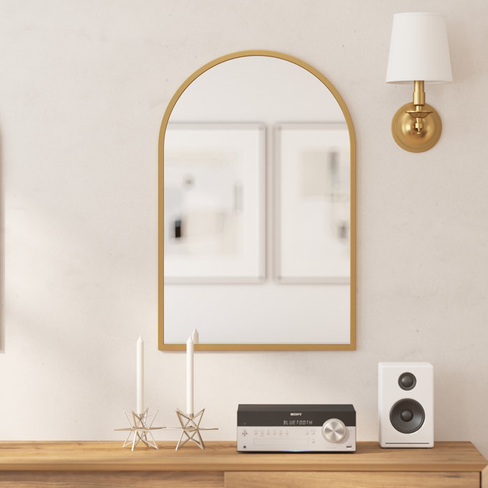 Ebern Designs Mila Wall Mount Arched Mirror with Slim Metal Frame ...