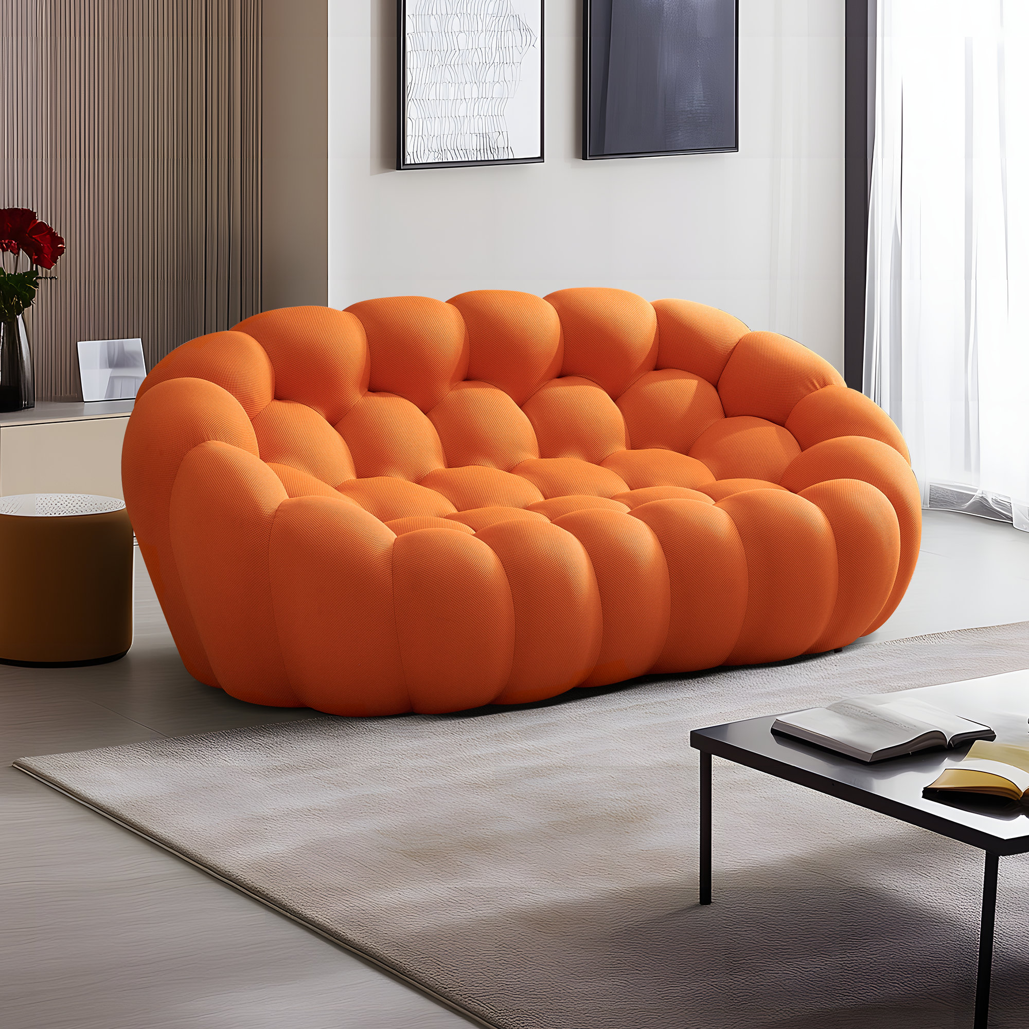 Brayden Studio® 74'' W Mesh Fabric Sofa Tufted Leisure Couch In Bold ...