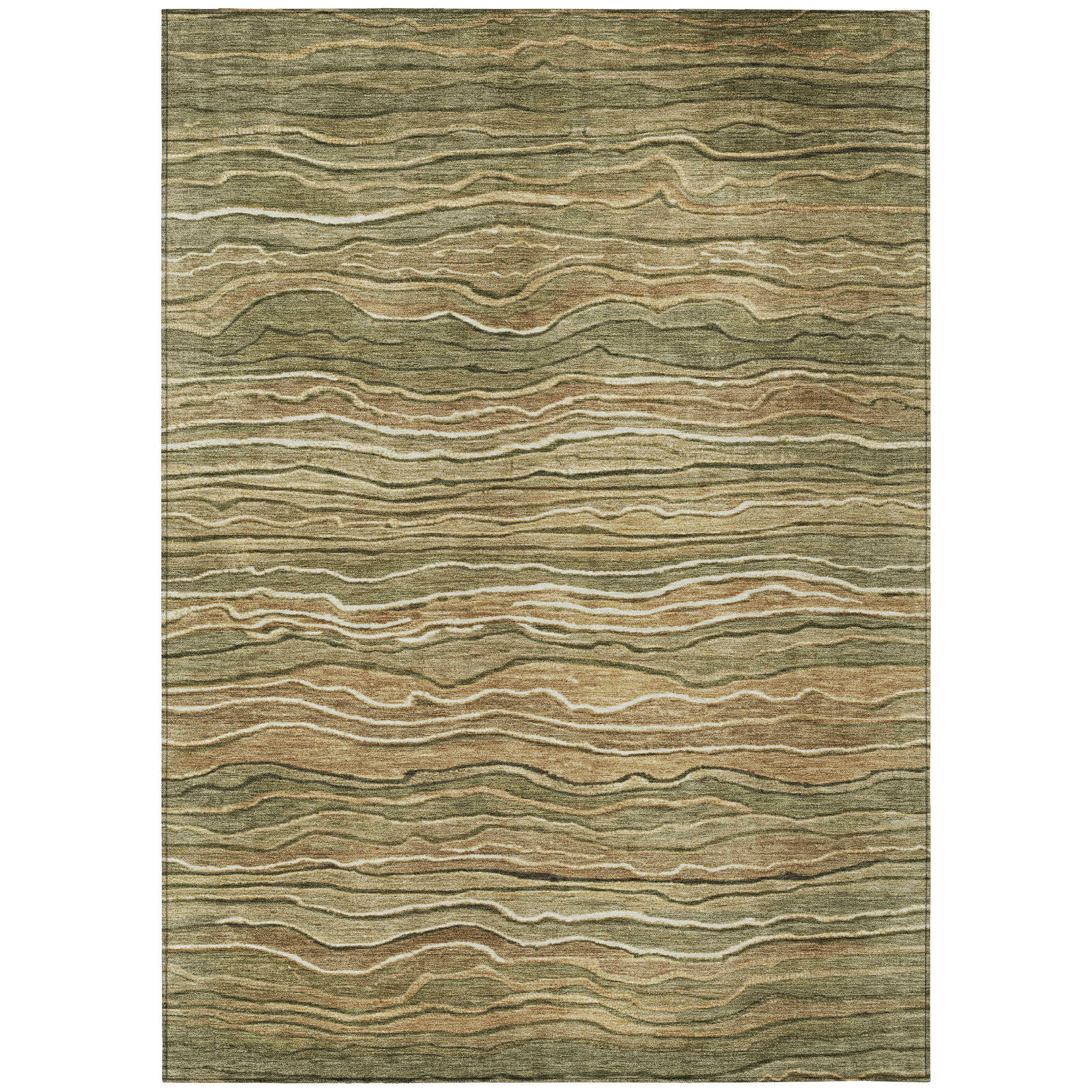 Orren Ellis Everette 8' X 10' Fern Green And Taupe Abstract Washable ...