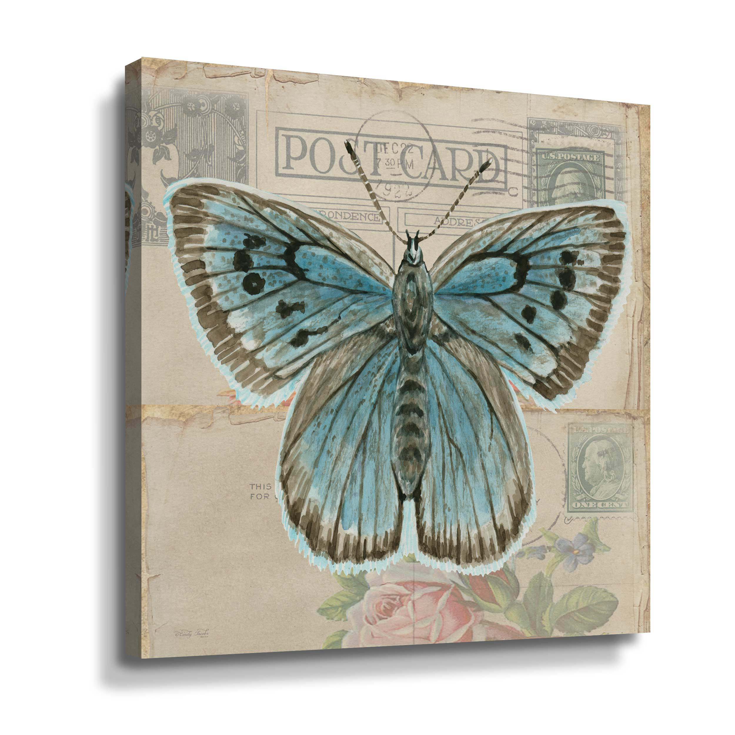 Ophelia & Co. Postcard Butterfly I - Painting on Canvas | Wayfair