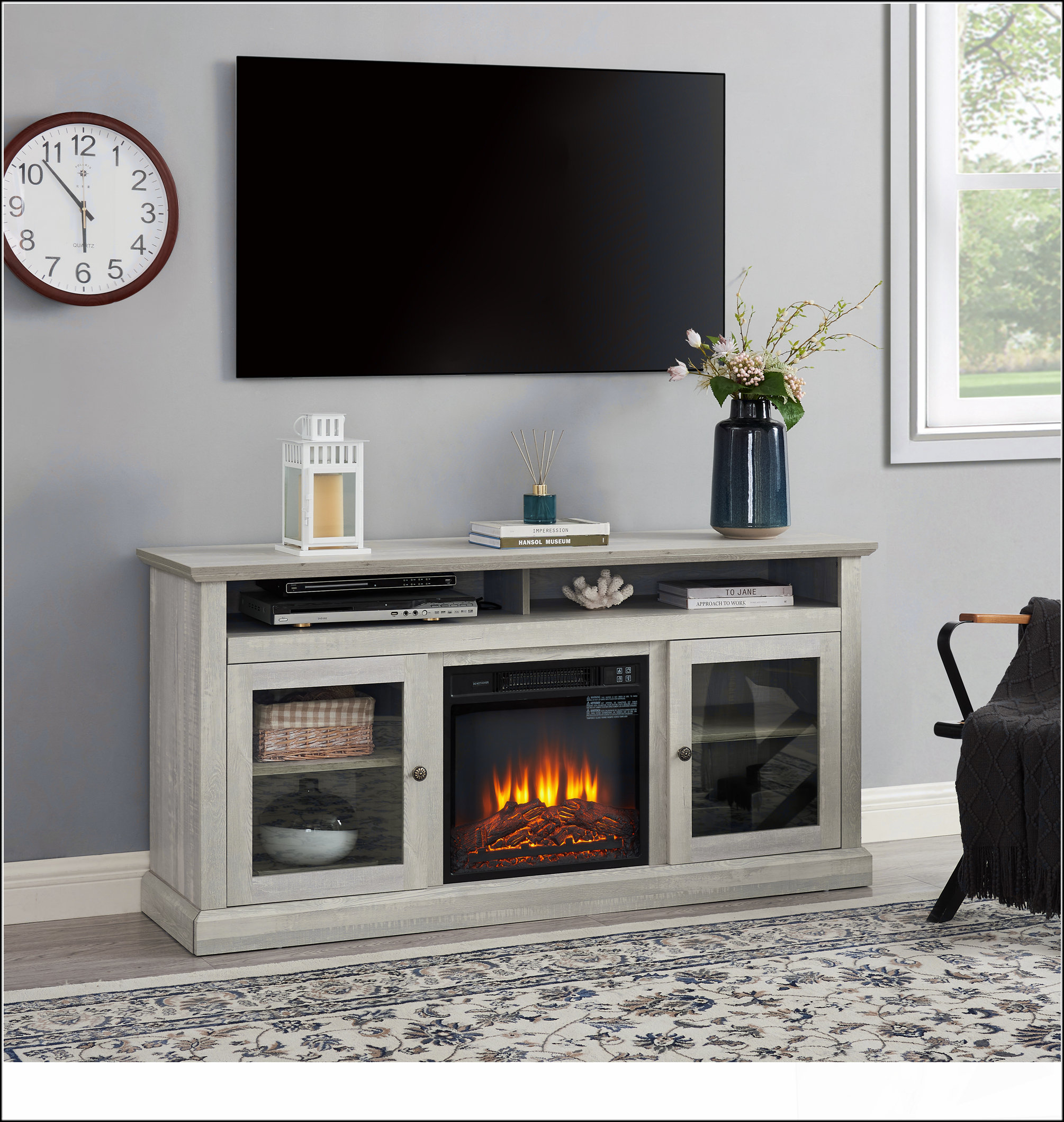 Lark Manor™ TV Media Stand Entertainment Console with 18" Fireplace ...