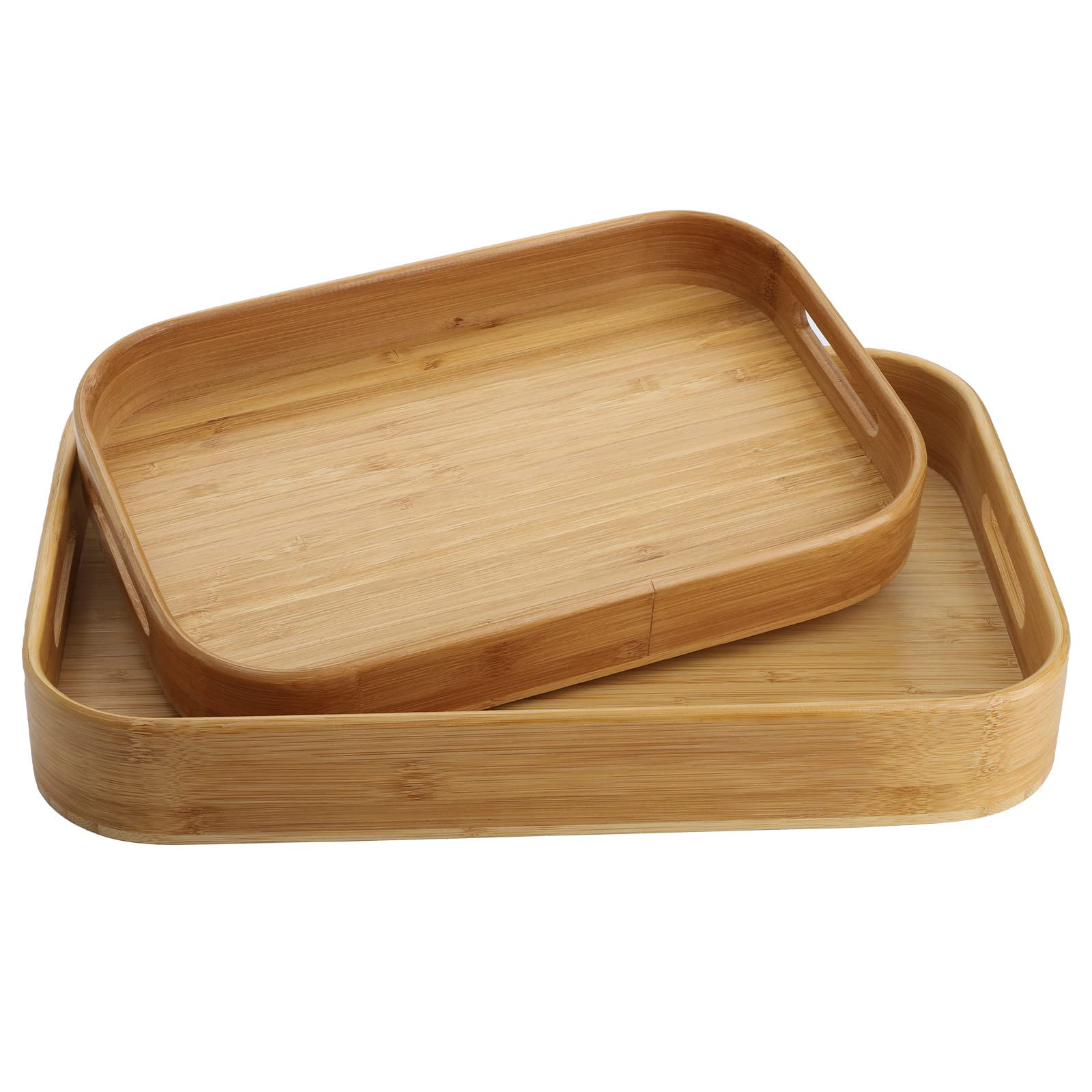 Ophelia & Co. Set Of 2 Bamboo Trays, Breakfast Tray With Handles, Large ...