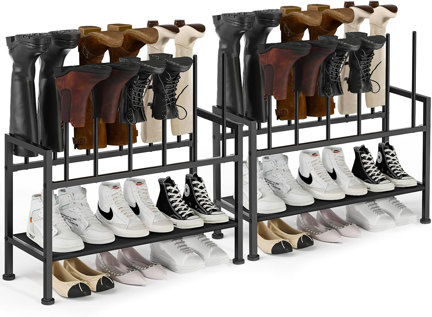 Rebrilliant 3-Tier Free Standing Shoe Rack Organizer For Boots And Sneakers, Durable Metal Boot ...