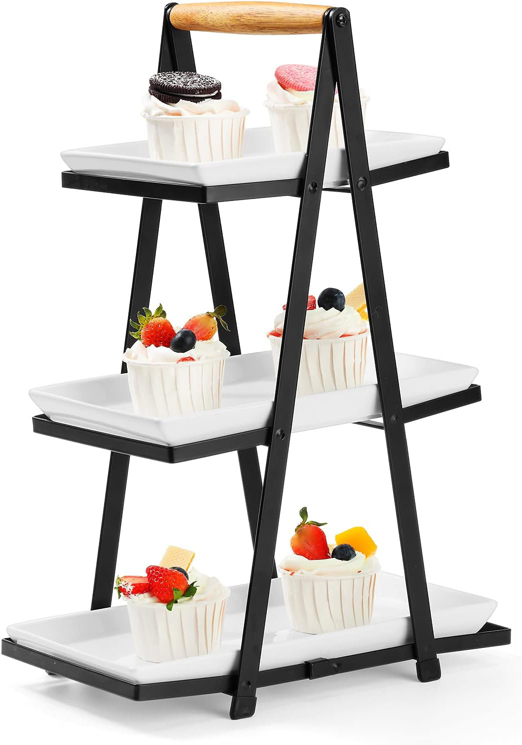 Latitude Run® 3 Tier Serving Tray, Porcelain Three Tiered Serving Trays ...