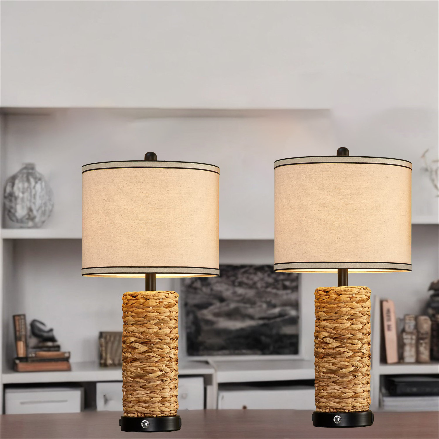 Latitude Run® Rattan Table Lamp 2-Piece Set - Wayfair Canada