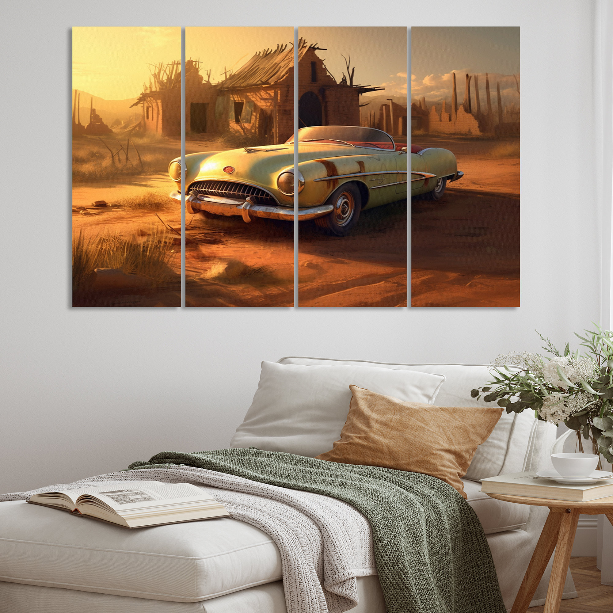 Red Barrel Studio® Vintage Car at the Barn - Retro Car Metal Wall Art ...