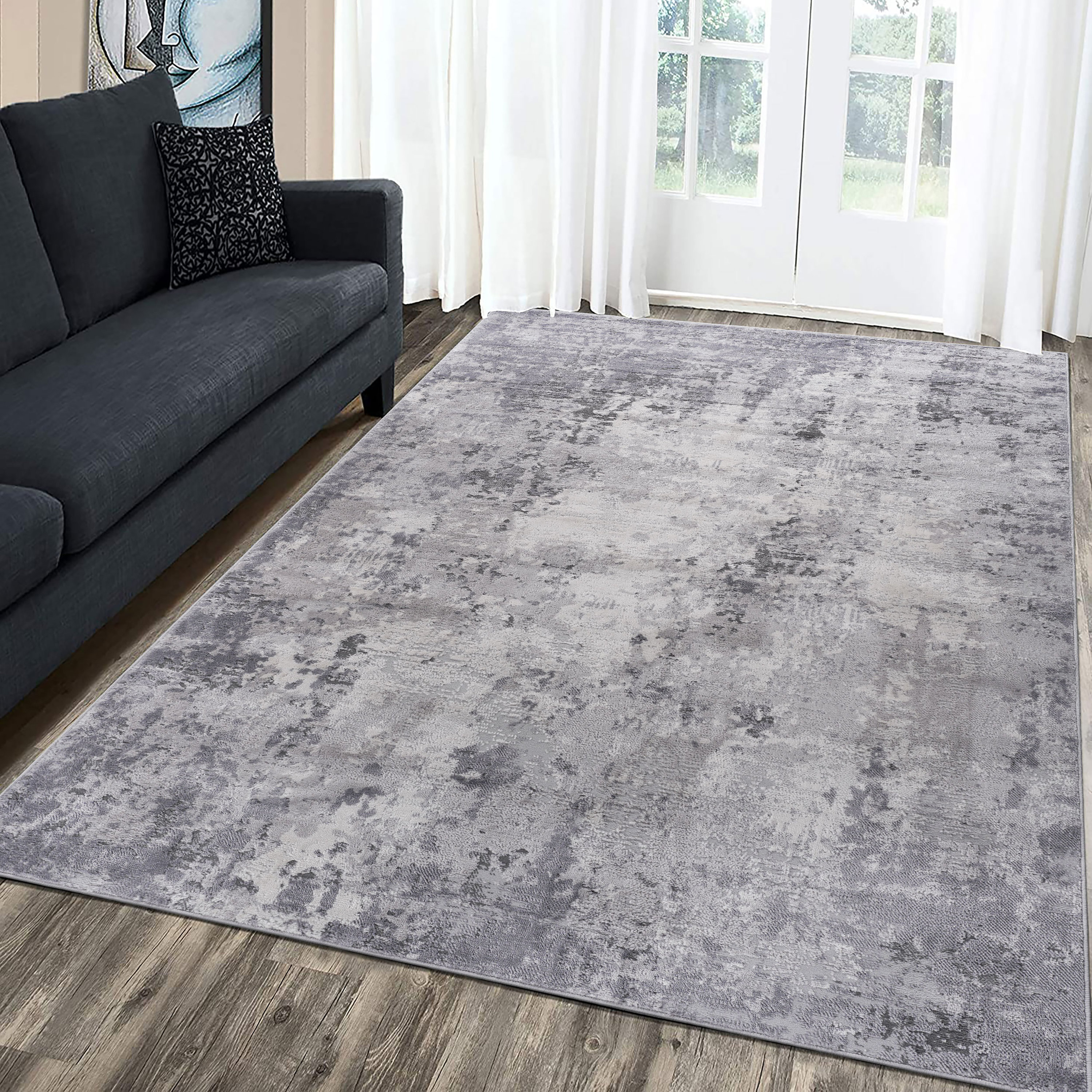 17 Stories Naar Marfi Area Rugs, Light Grey/Abstract Accent Power Loom ...