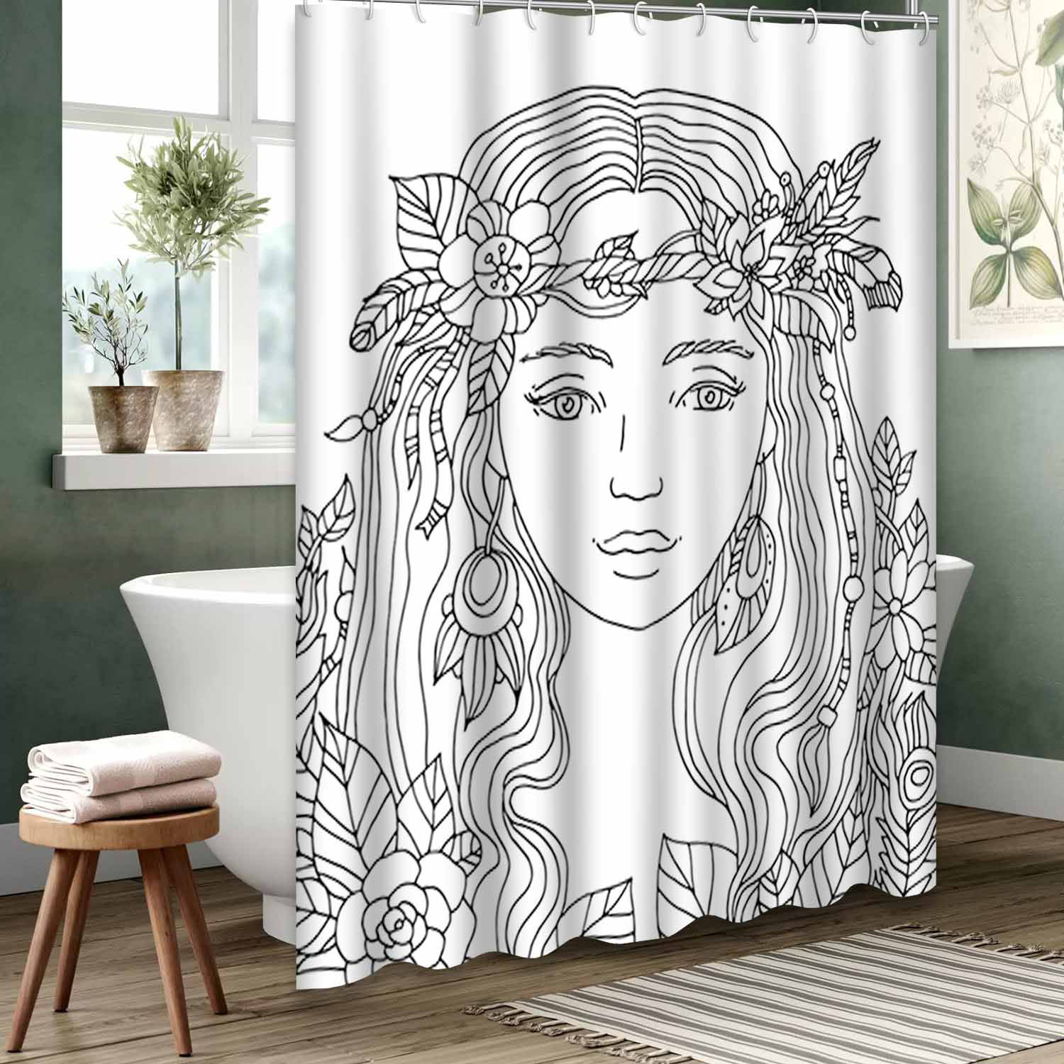 East Urban Home Feathered Bird Waterproof Shower Curtain - Coloring ...
