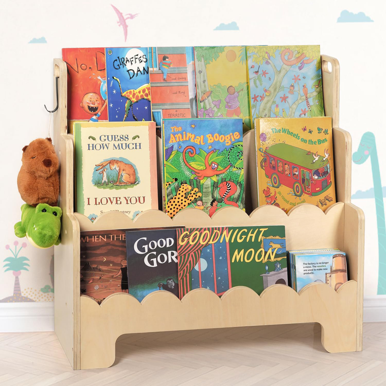 Harriet Bee Kids Bookshelf Wooden 3-Tier, Scalloped Book Shelf For Kids ...