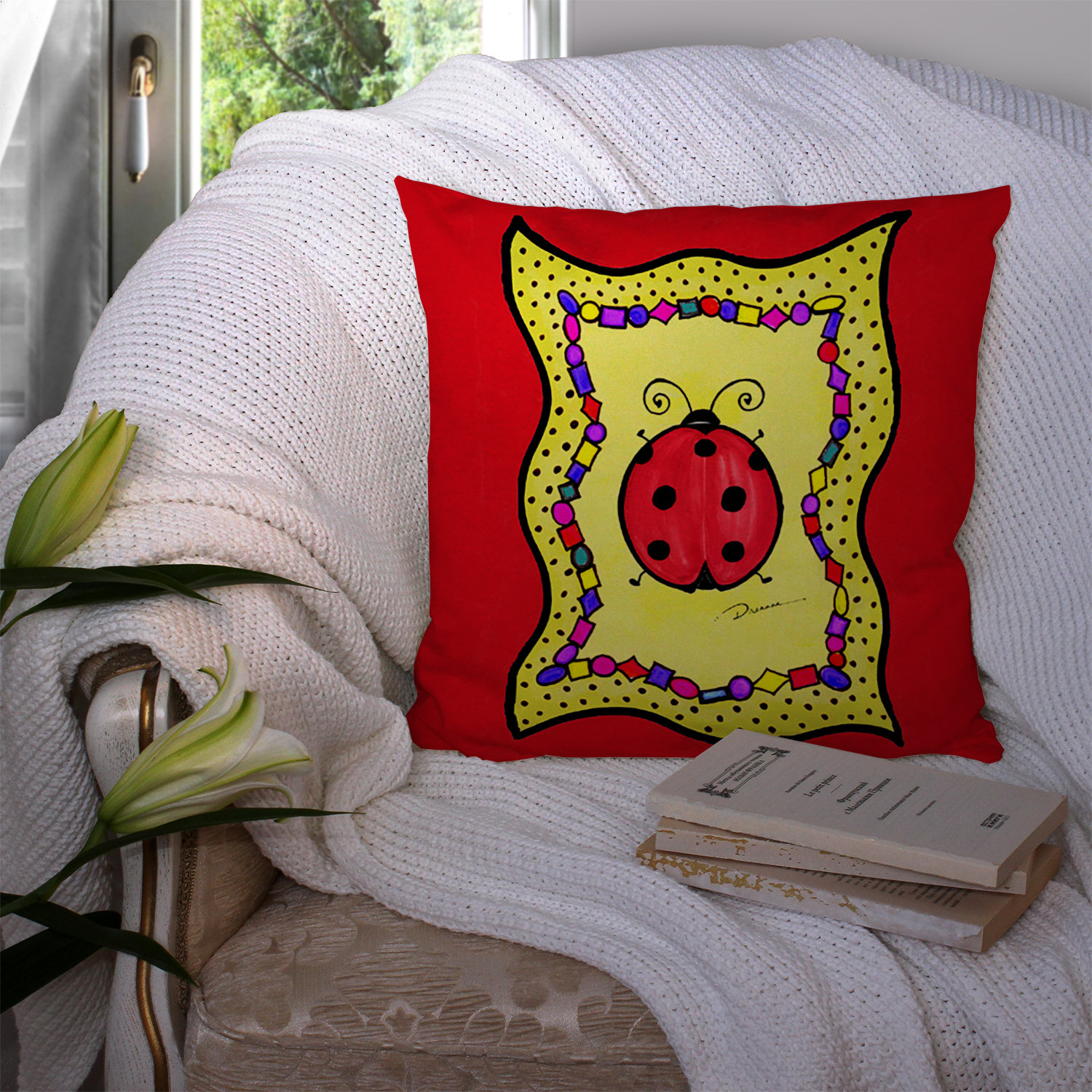 Caroline's Treasures Lady Bug Indoor Outdoor Throw Pillow | Wayfair