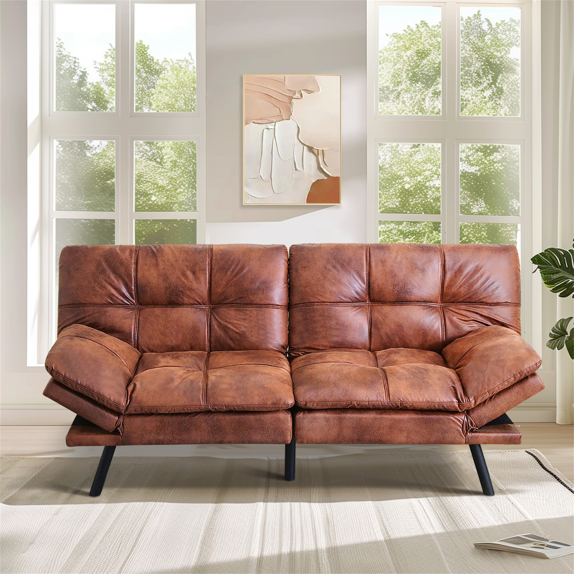 George Oliver George Oliver Upholstered Convertible Sofa With ...