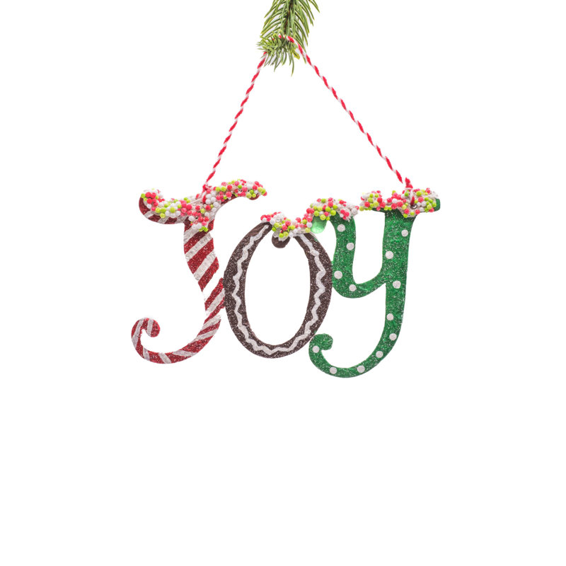 The Holiday Aisle® Wood Hanging Joy Sign | Wayfair