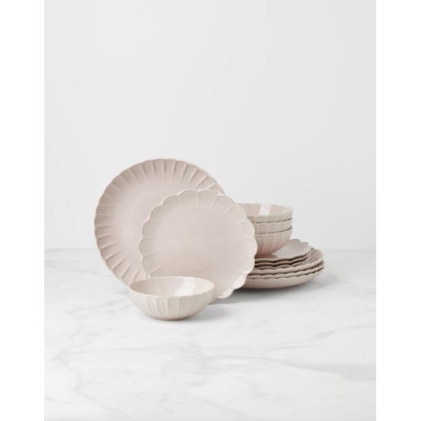 Lenox French Perle Scallop Blush 12-Piece Dinnerware Set & Reviews ...