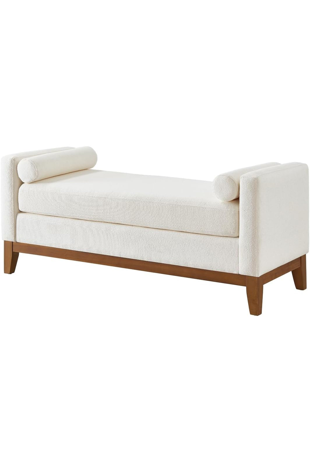 Wildon Home® Upholstered Fabric Ottoman Bench with Bolster Pillows, End ...