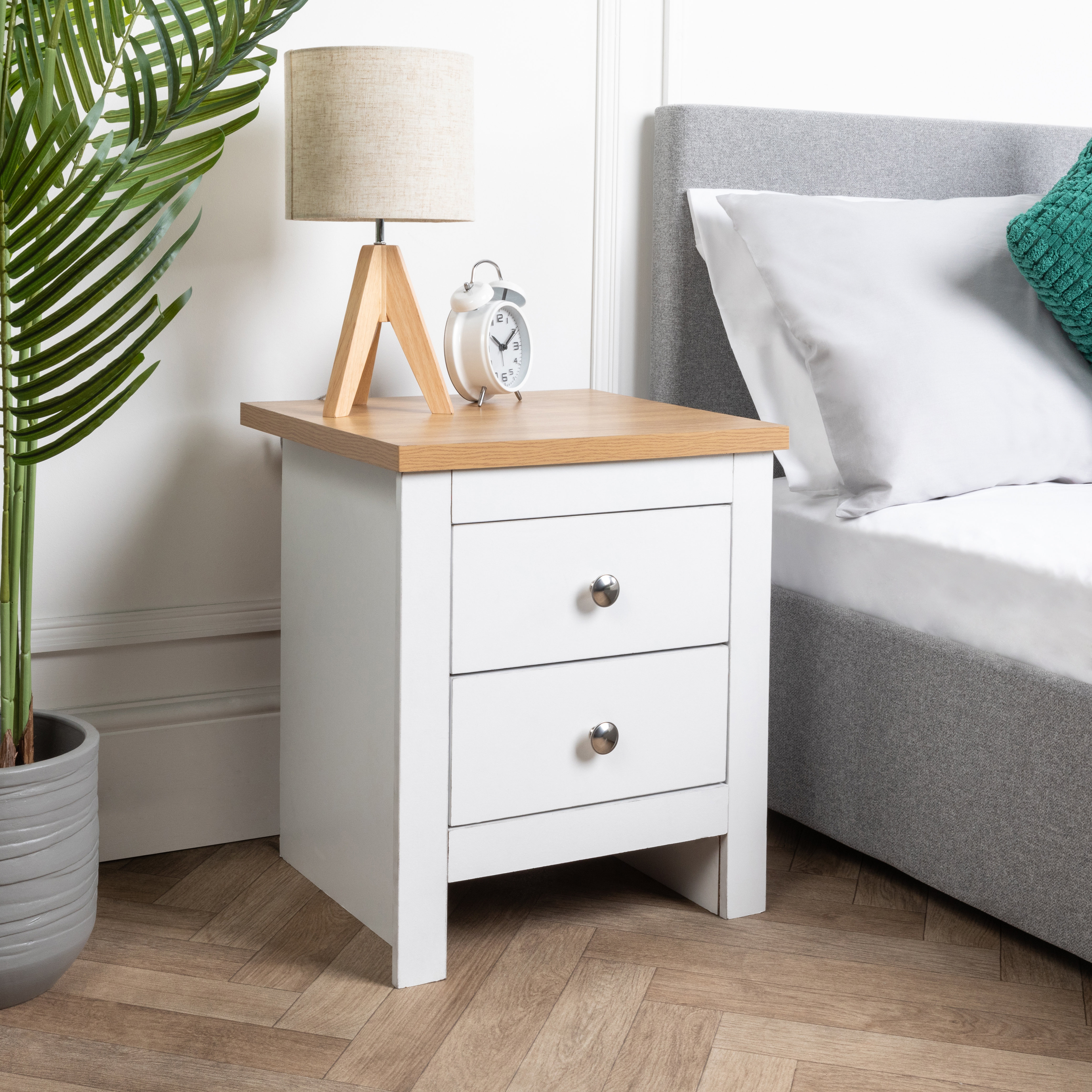 17 Stories Pine Side Table 2 Drawer | Wayfair.co.uk