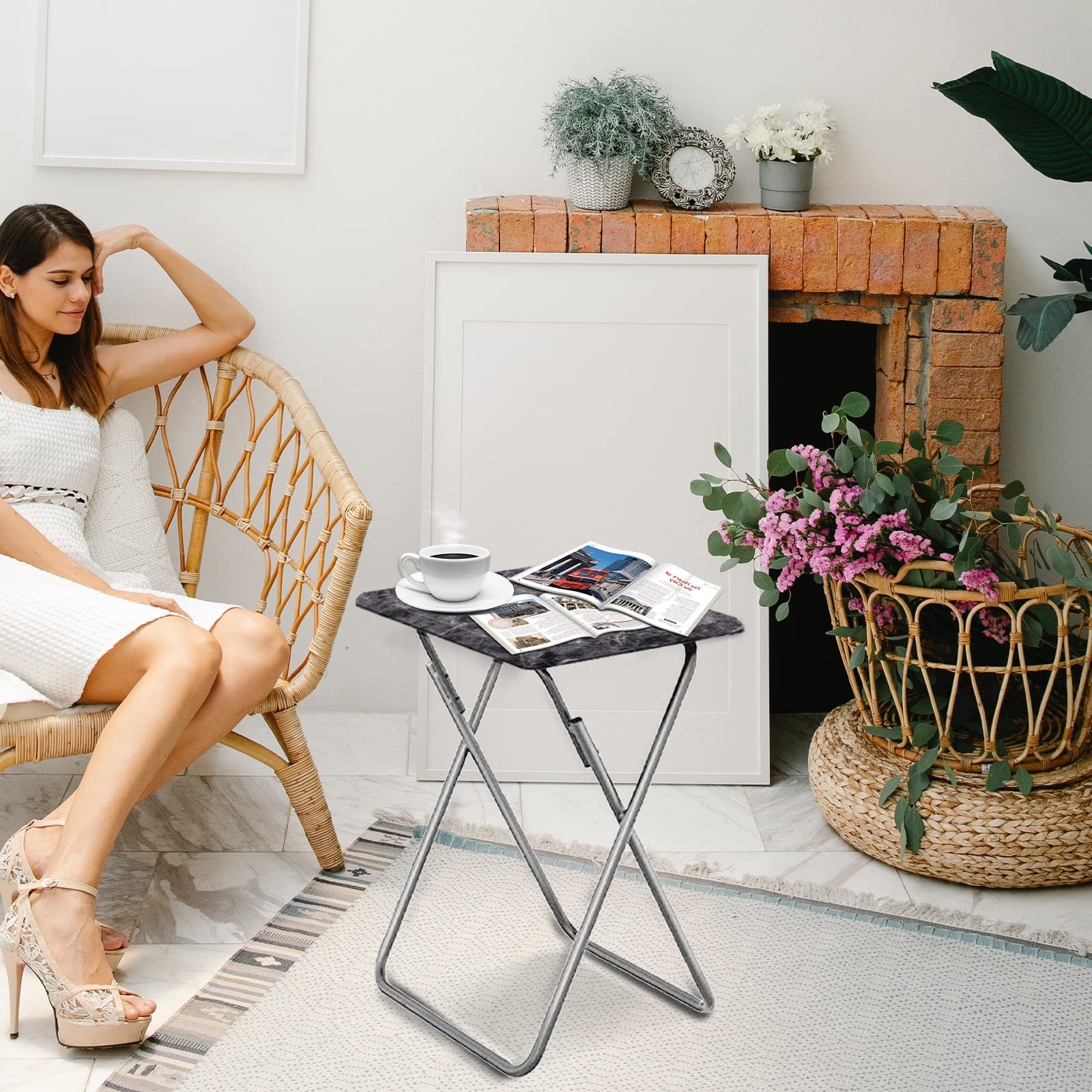 Ivy Bronx 4 Portable Folding TV Tray/TV Trays Foldable Dinner Snack ...