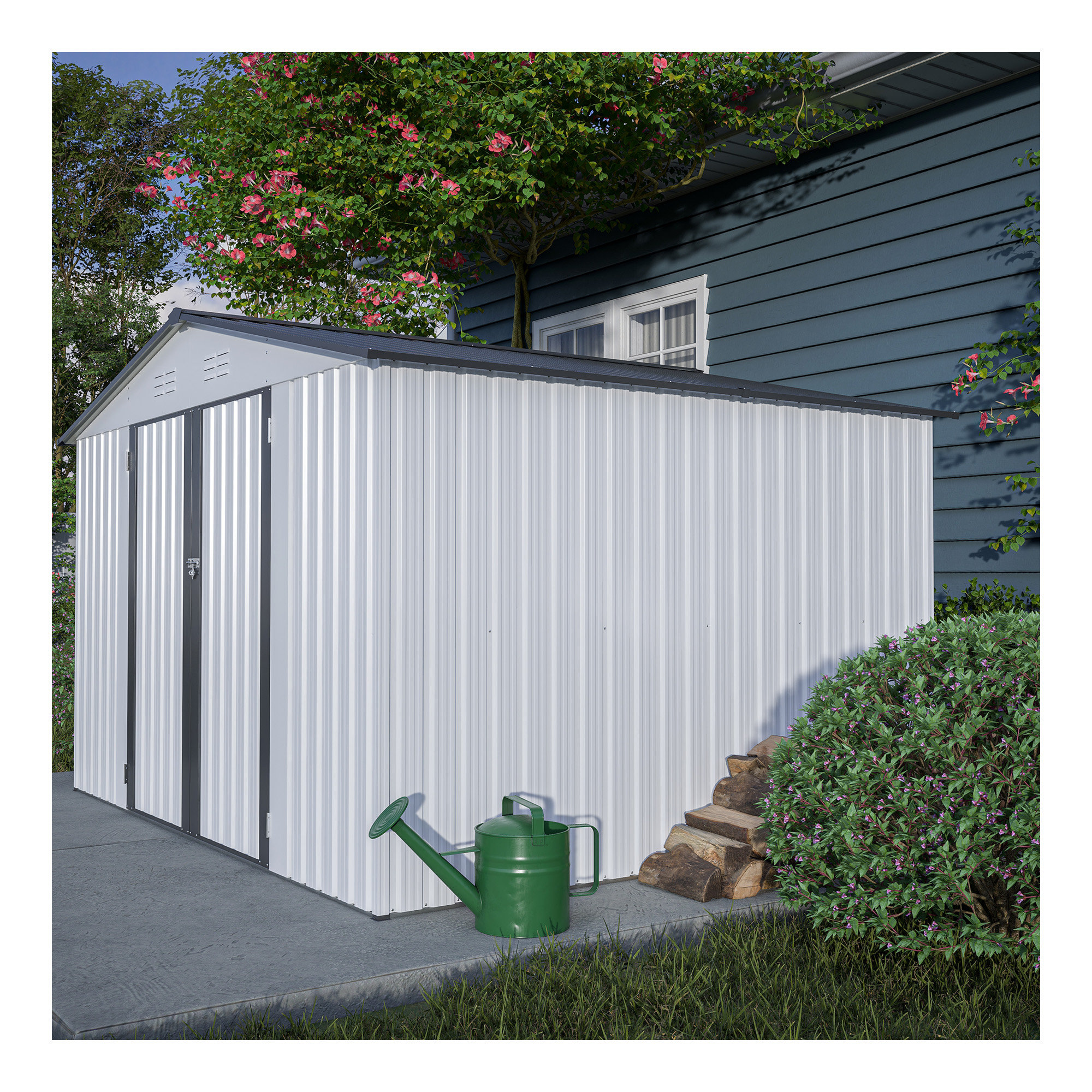 Taroo Clocks 10X8 FT Outdoor Storage Shed, All Weather Metal Sheds With ...
