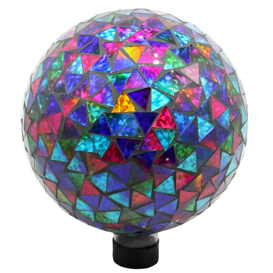 Dakota Fields Mosaic Glass Gazing Globe with Hanging Chain, Multicolor ...