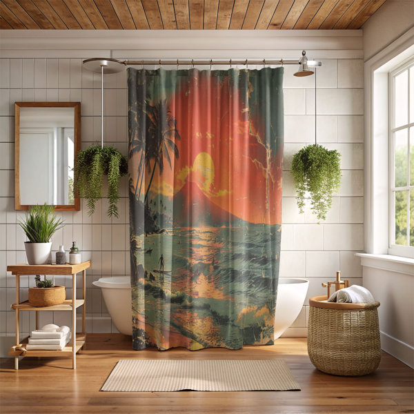 East Urban Home Retro Dusk Views - 1 Piece Standard Shower Curtain ...