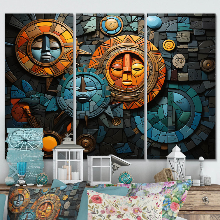 Dakota Fields African Cultural Mosaic - African Metal Wall Art Set ...