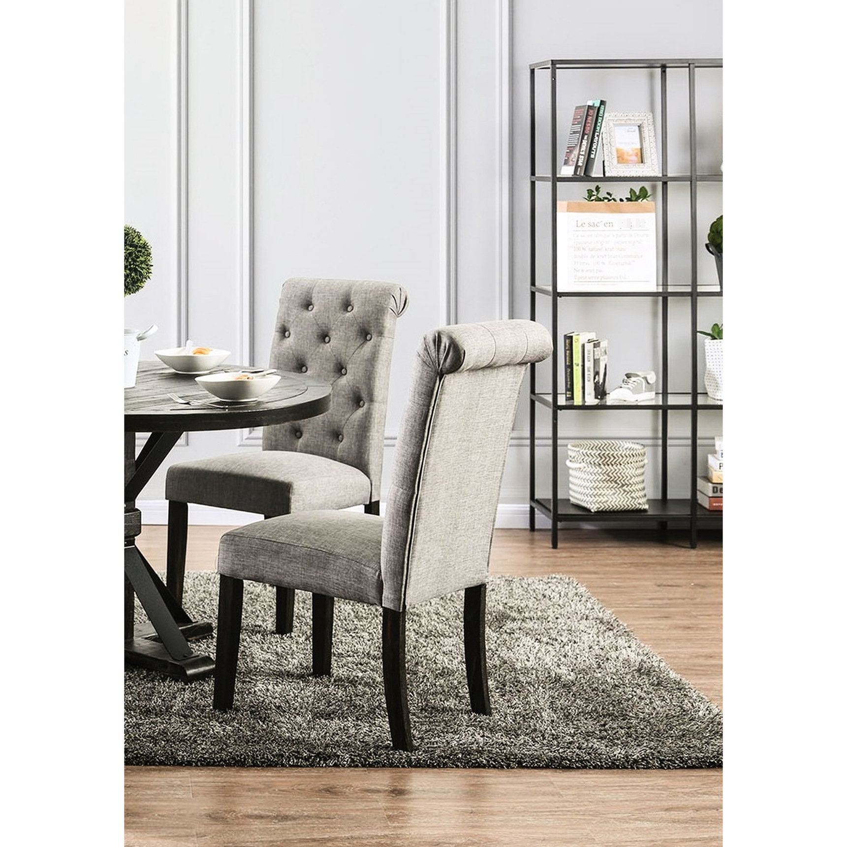 Red Barrel Studio® Rustic Dining Room Chairs, Button Linen-like Fabric ...