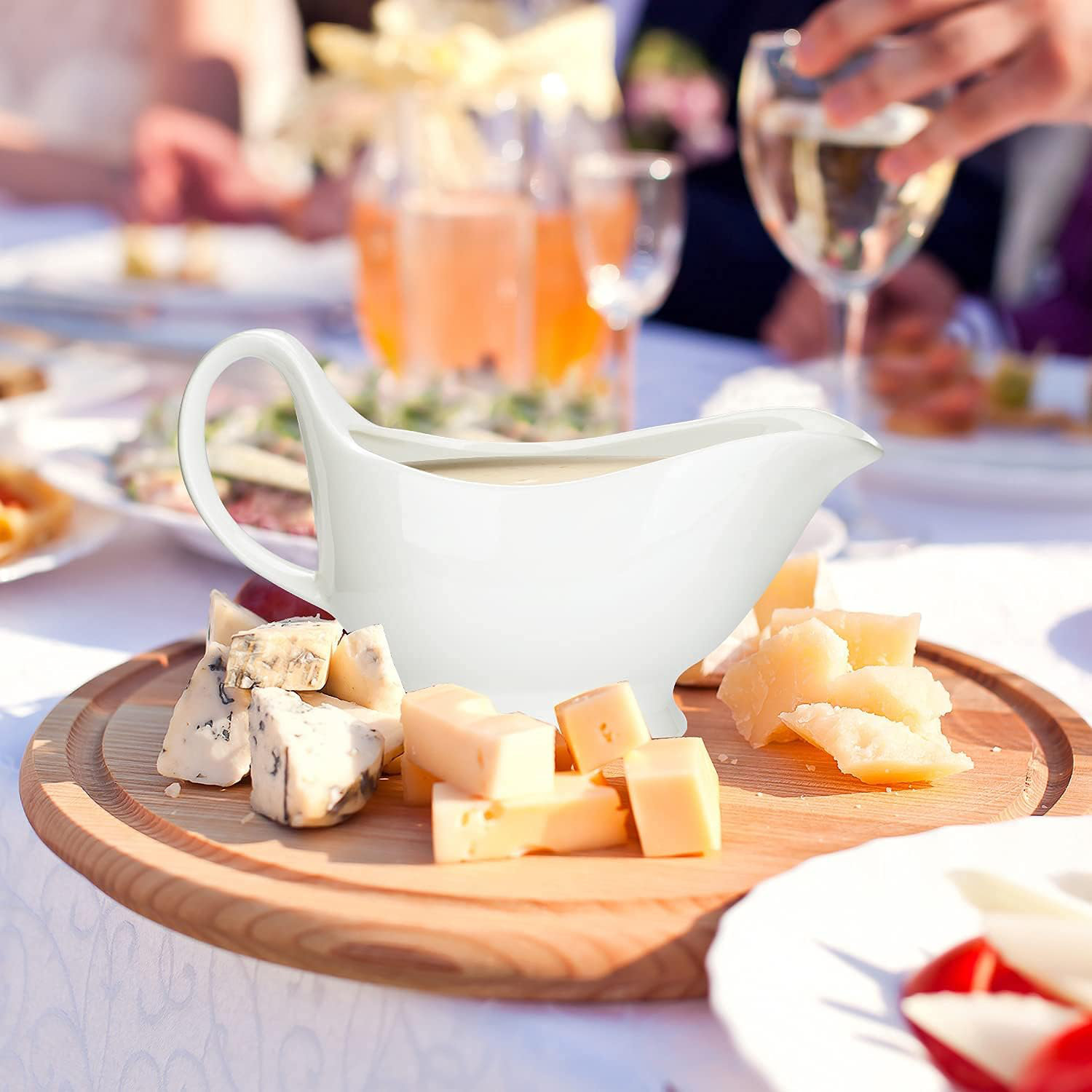 Ivy Bronx Large Classic 17 Oz Gravy Boat, White Fine Porcelain Saucier ...