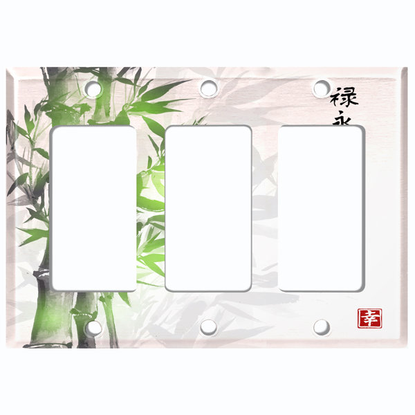 WorldAcc Metal Light Switch Plate Outlet Cover (Green Bamboo Leaves ...