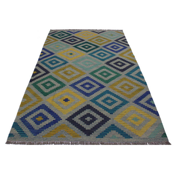 Isabelline Madee Geometric Handmade Rectangle 5'4" x 6'7" Wool Area Rug ...