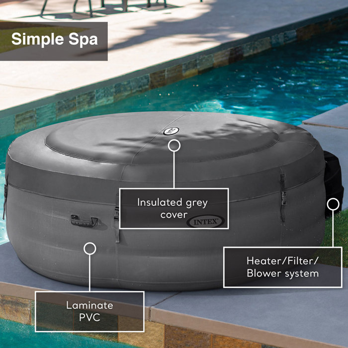 Intex Simple Spa 100-Jet Inflatable Hot Tub with Filter Pump and Cover ...