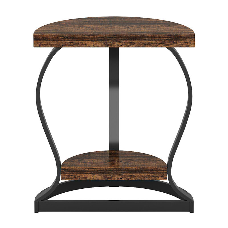 17 Stories Half-Round End Table with Storage Shelf - 2-Tier Semi-Circle ...