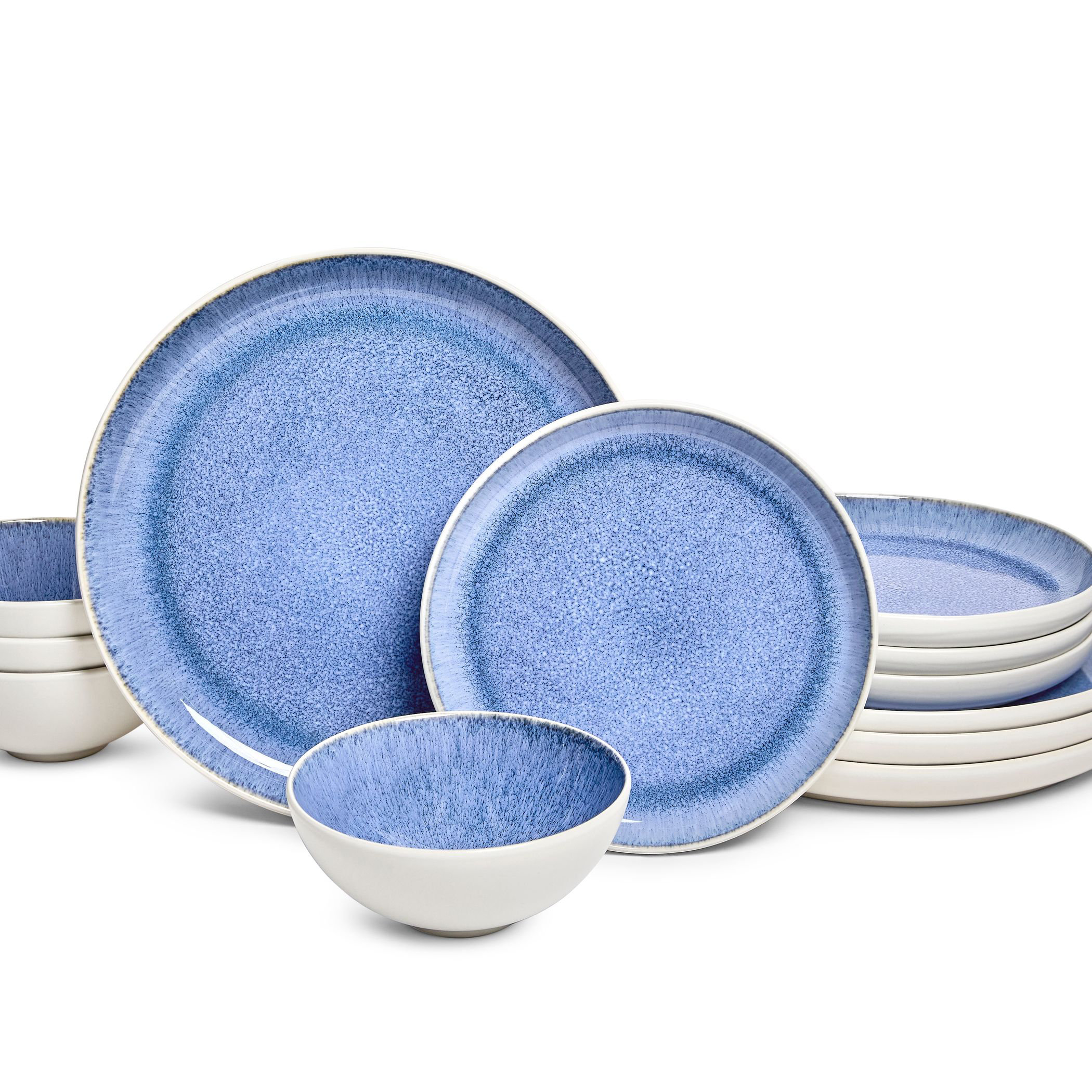 Sango Cove Blue Stoneware Dinnerware Set - Service For 4, Plate & Bowl ...