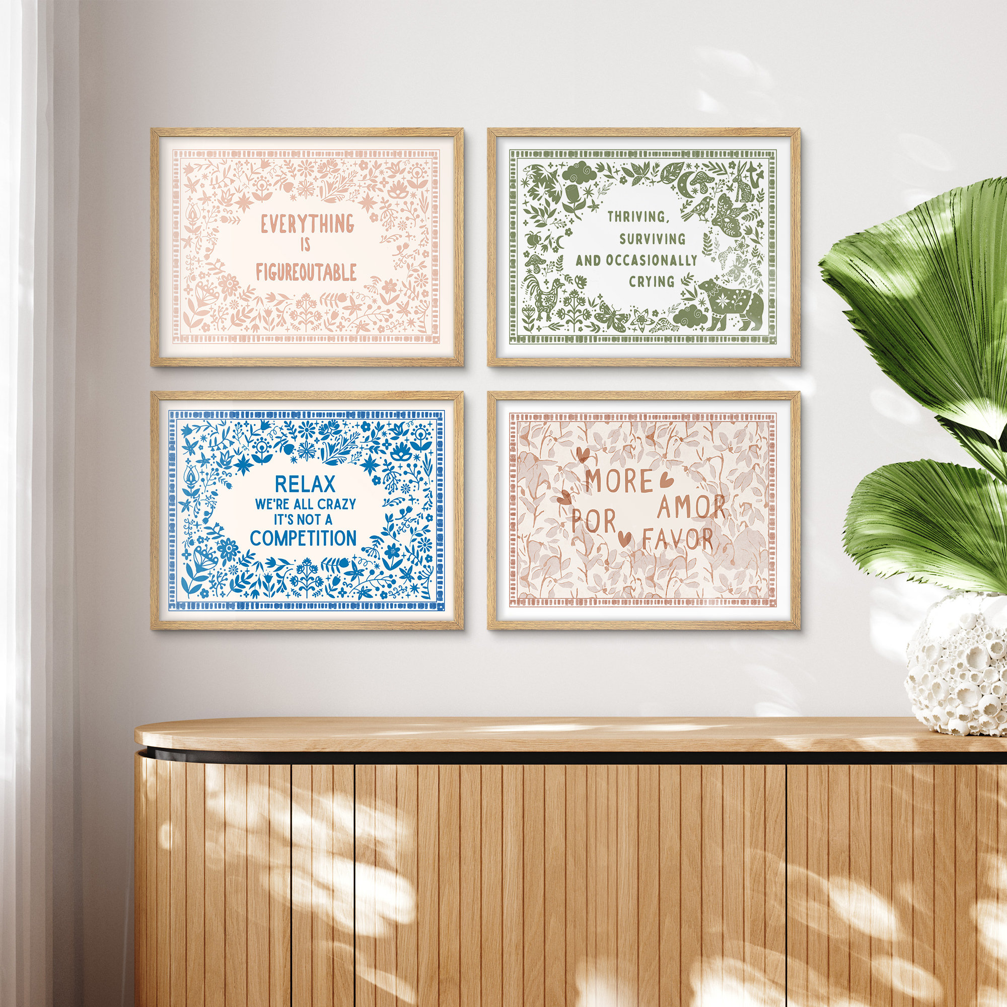 SIGNLEADER 4-Piece Inspirational Quote Framed Wall Art Prints Set ...