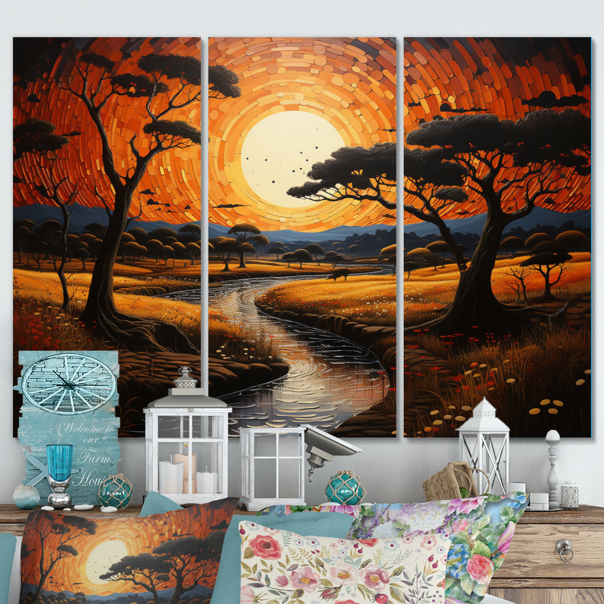 Winston Porter African Tribal Sunset VI On Metal 3 Pieces Print | Wayfair