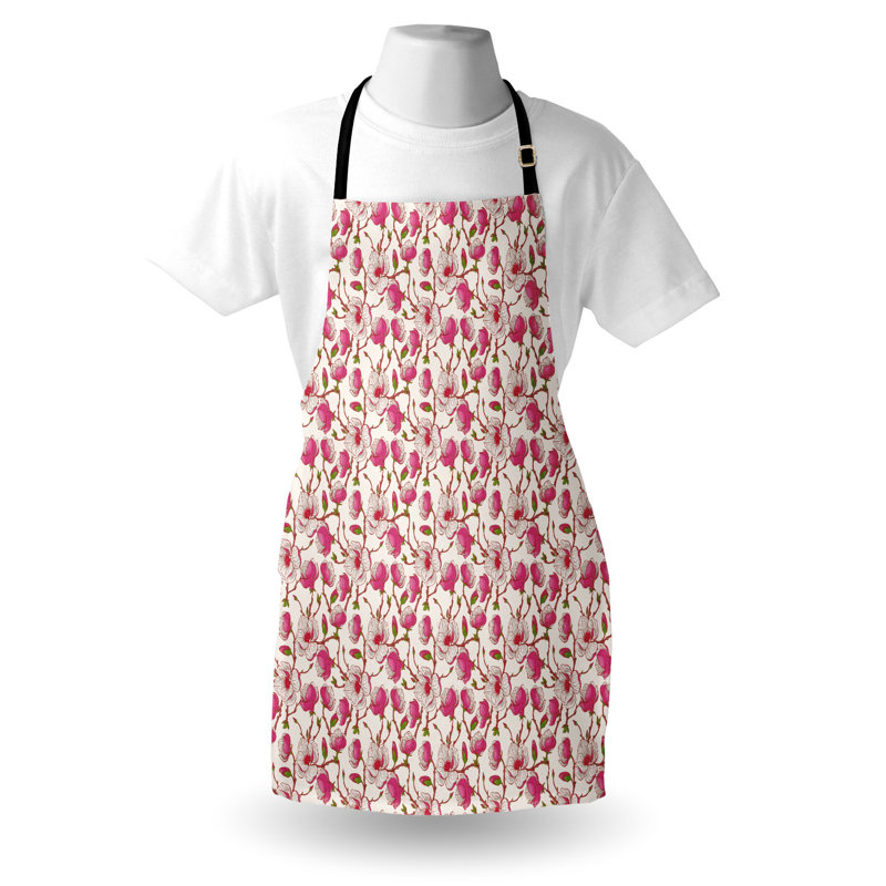 East Urban Home Flower Apron Unisex, Pink Magnolia Garden, Adult Size ...