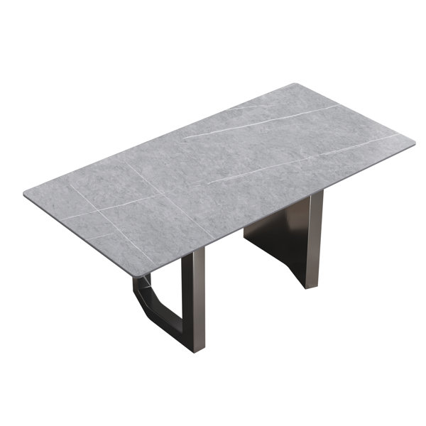 Brayden Studio® Brealyn Stone Top Metal Base Dining Table | Wayfair